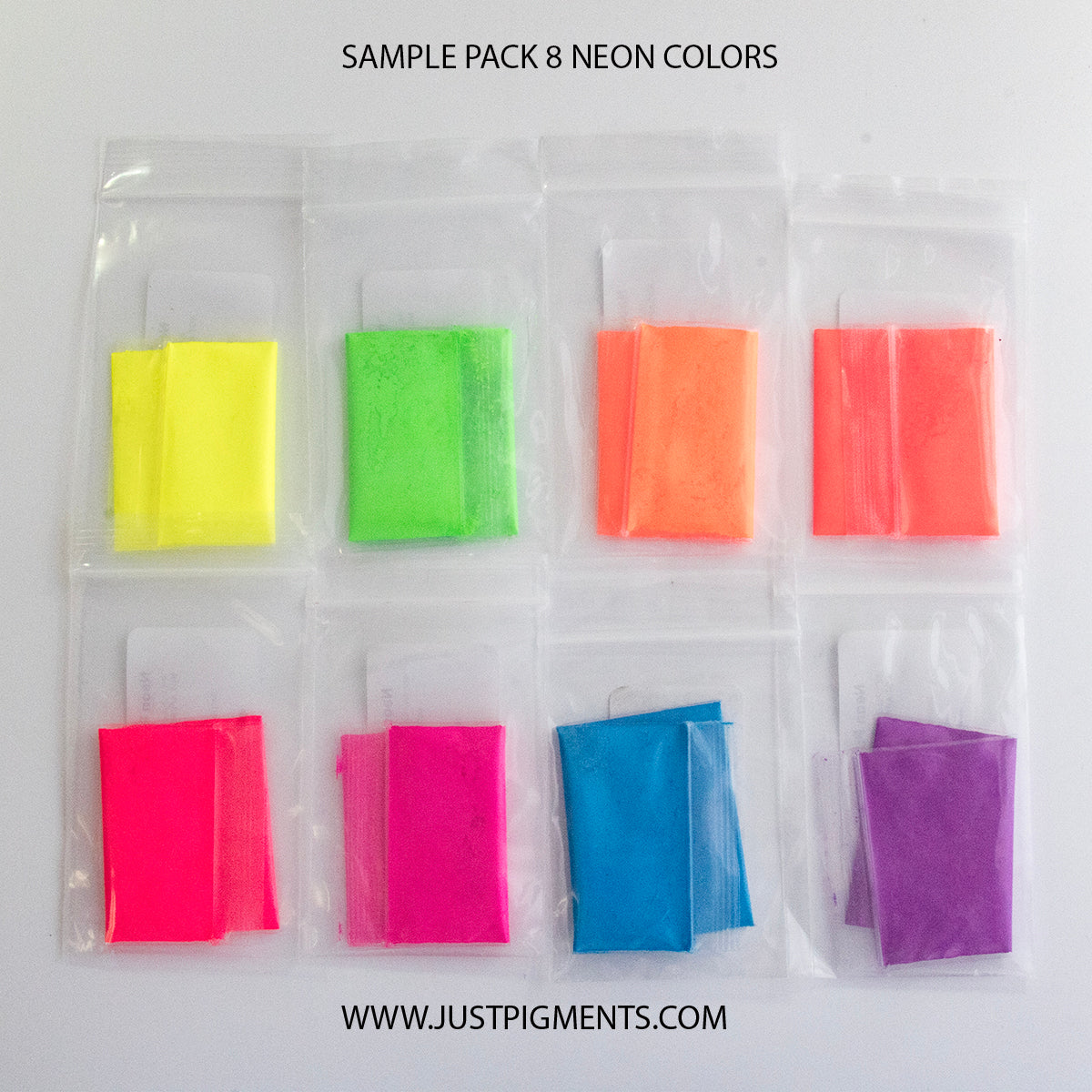Sample Pack 8 Neon (Day Glow/Black Light) Colors – Just Pigments
