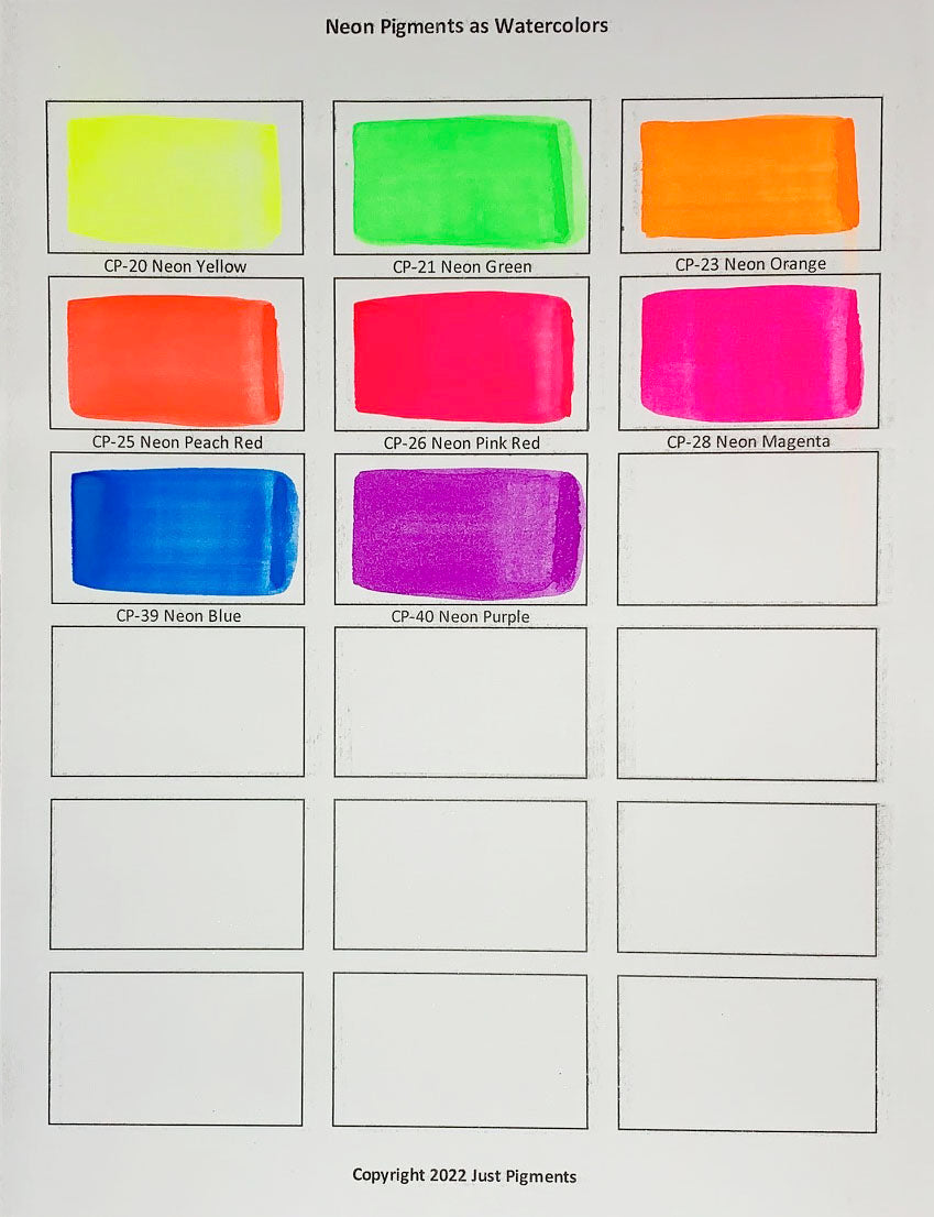 Sample Pack 8 Neon (Day Glow/Black Light) Colors – Just Pigments